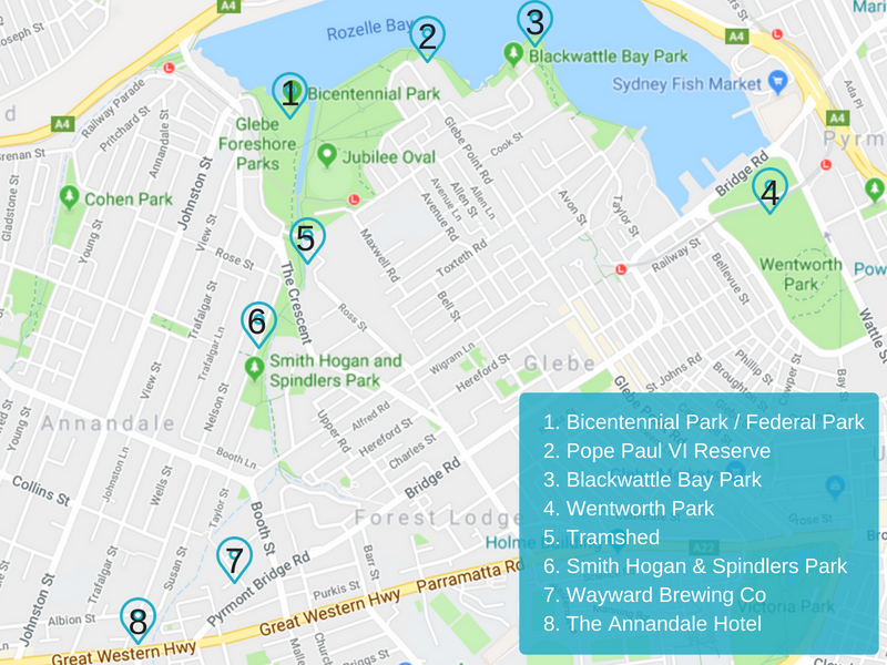Glebe Foreshore Map | Pupsy